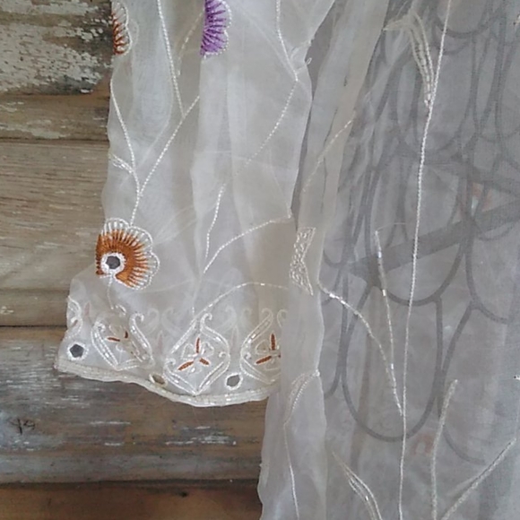 Lew Magram | Tops | Lew Magram Silk Boho Mirror Sequin Kimono | Poshmark